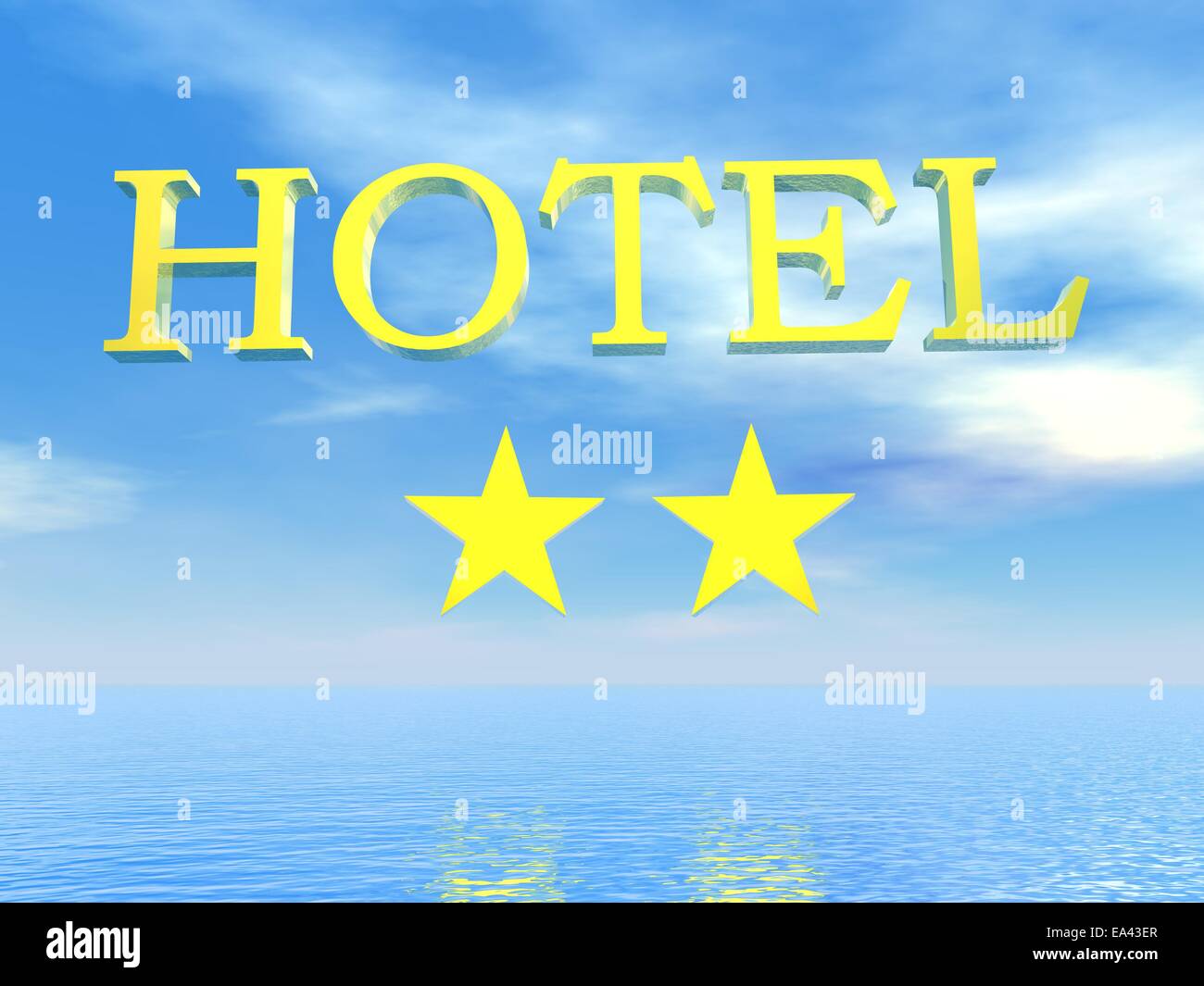 Golden Hotel sign 2 stars - 3D render Stock Photo - Alamy