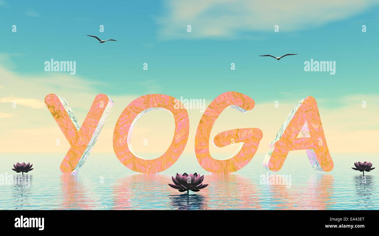 Yoga scene - 3D render Stock Photo - Alamy