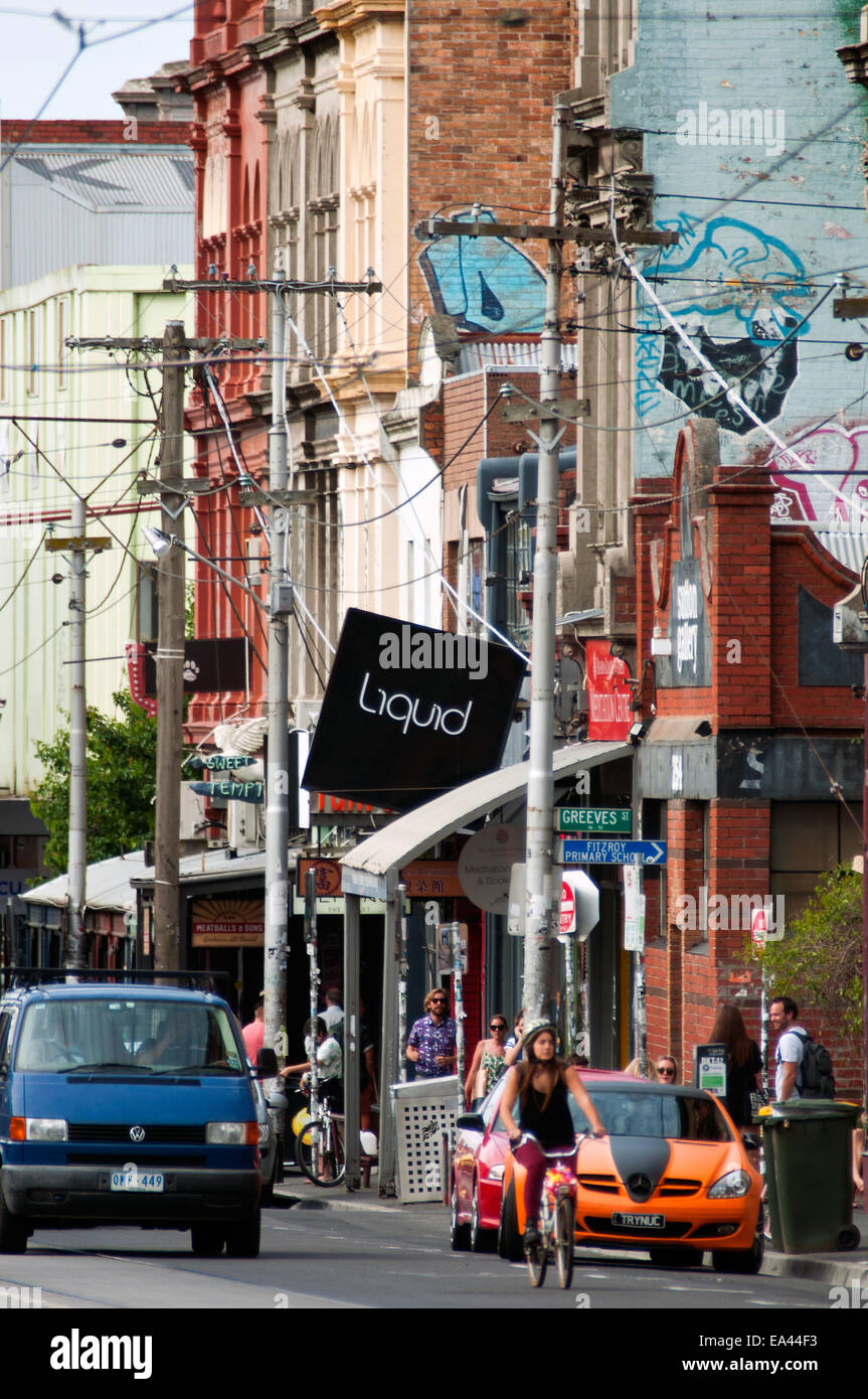 Brunswick Street architecture and street scene, Fitzroy, Melbourne ...