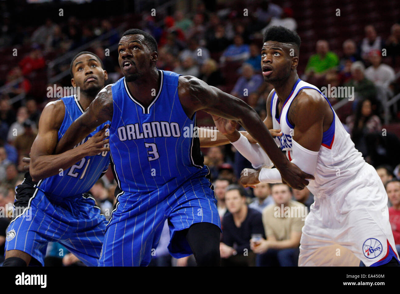 Philadelphia, USA. 5th November, 2014. Orlando Magic center Dewayne ...