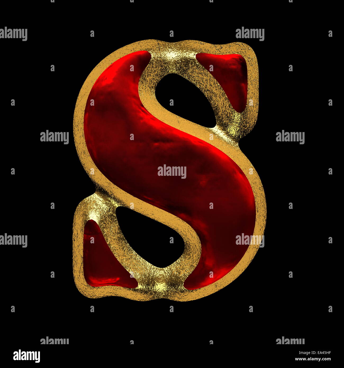 red velvet letter with gold on black background Stock Photo - Alamy