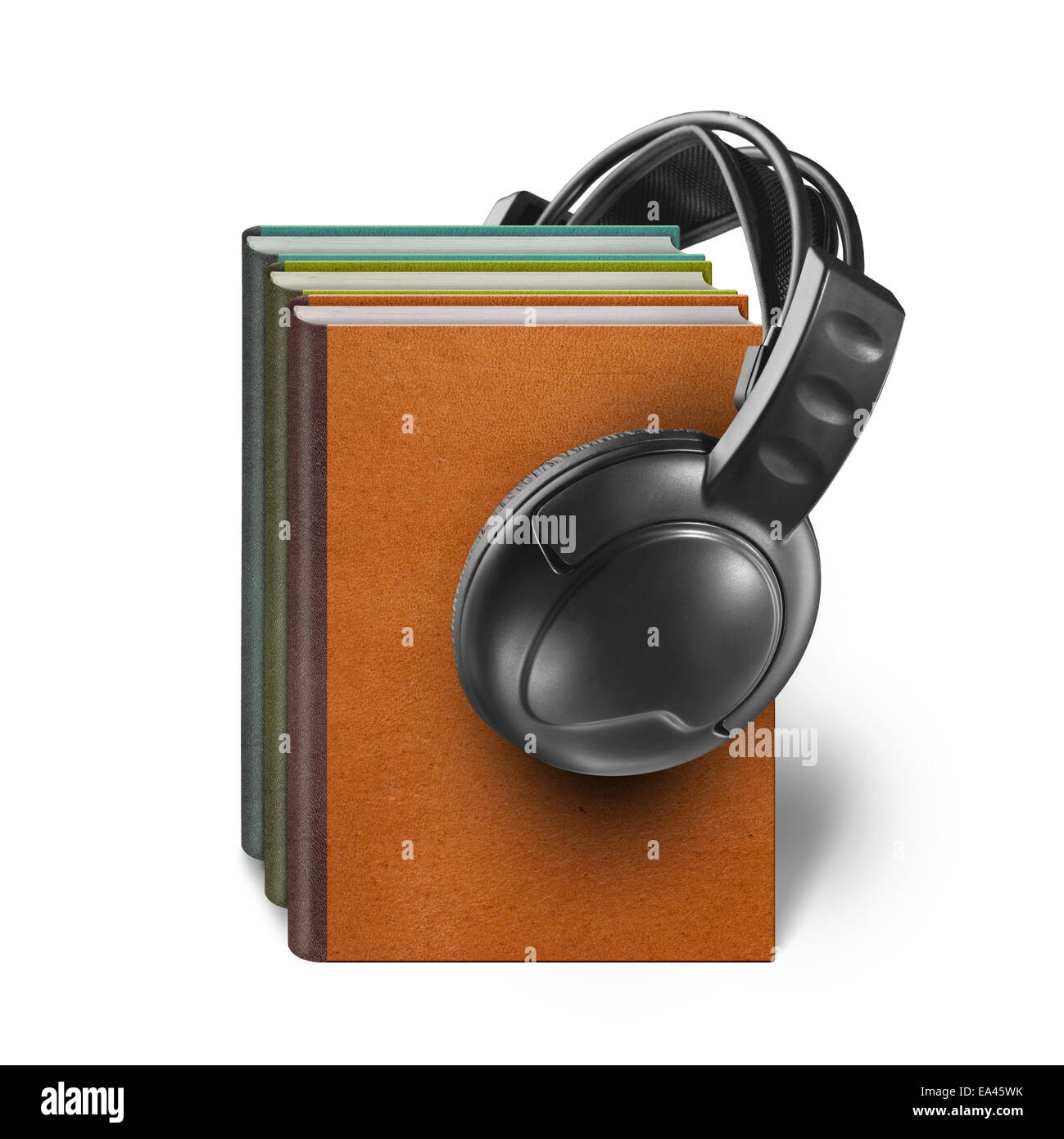 headphones with books isolated on white Stock Photo - Alamy