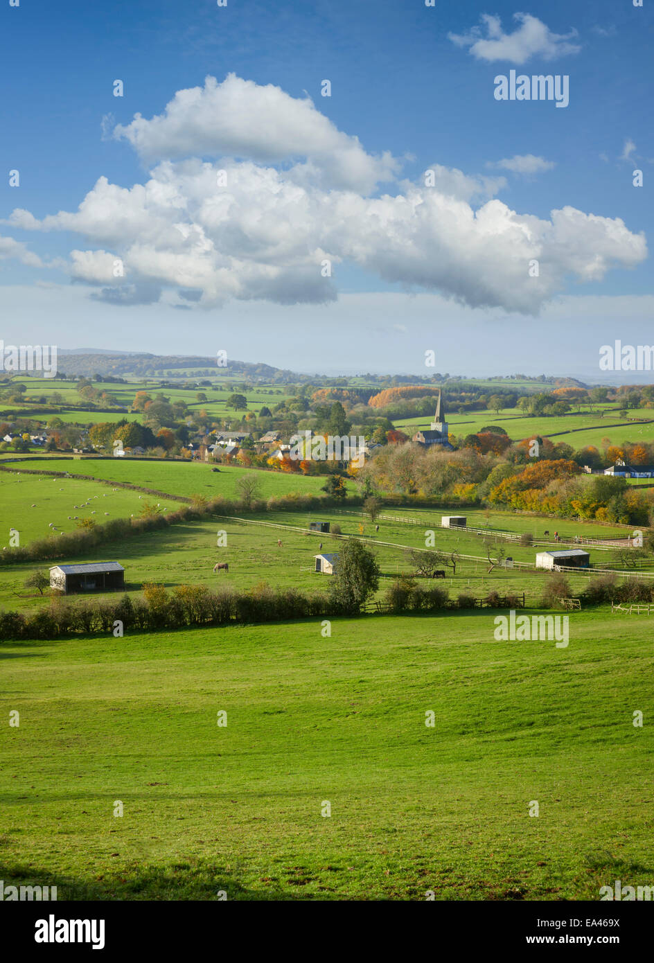 The village of Trellech on a bright , sunny autumn morning ...