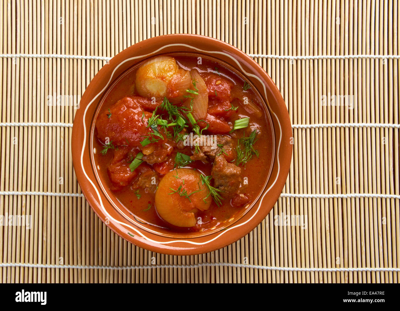 Greek beef stifado Stock Photo - Alamy