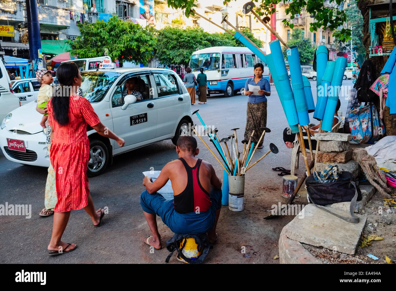Street scene, Yangon, Myanmar Stock Photo - Alamy