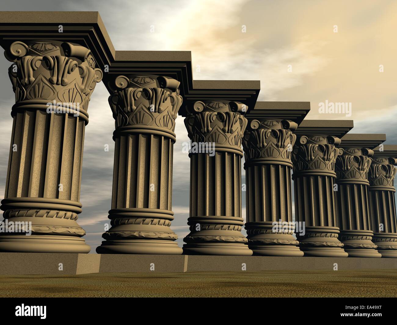 Stone columns - 3D render Stock Photo - Alamy