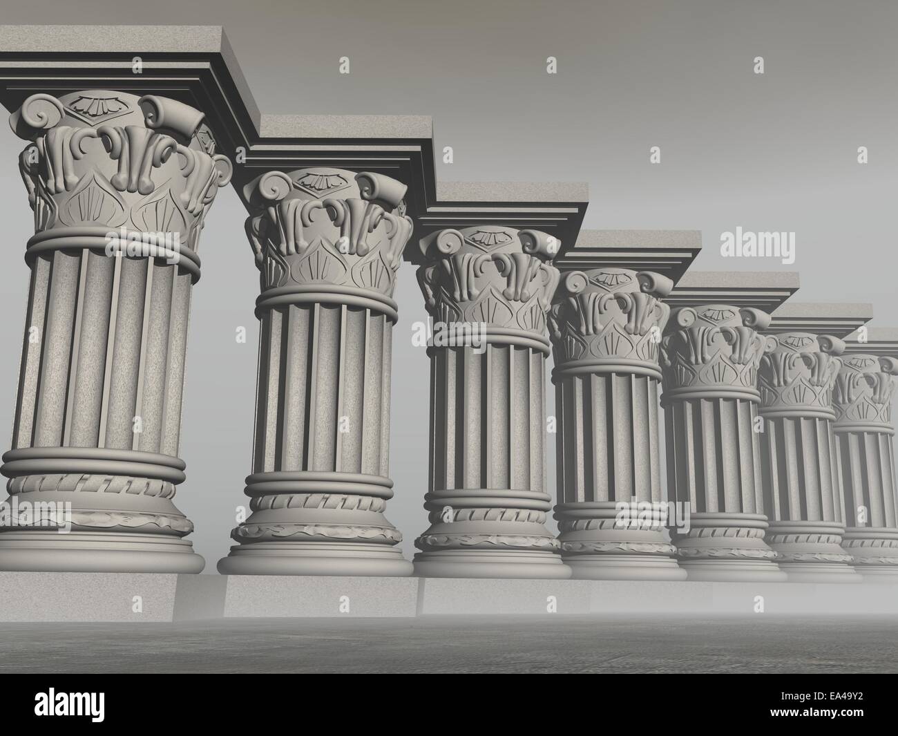 Stone columns - 3D render Stock Photo - Alamy