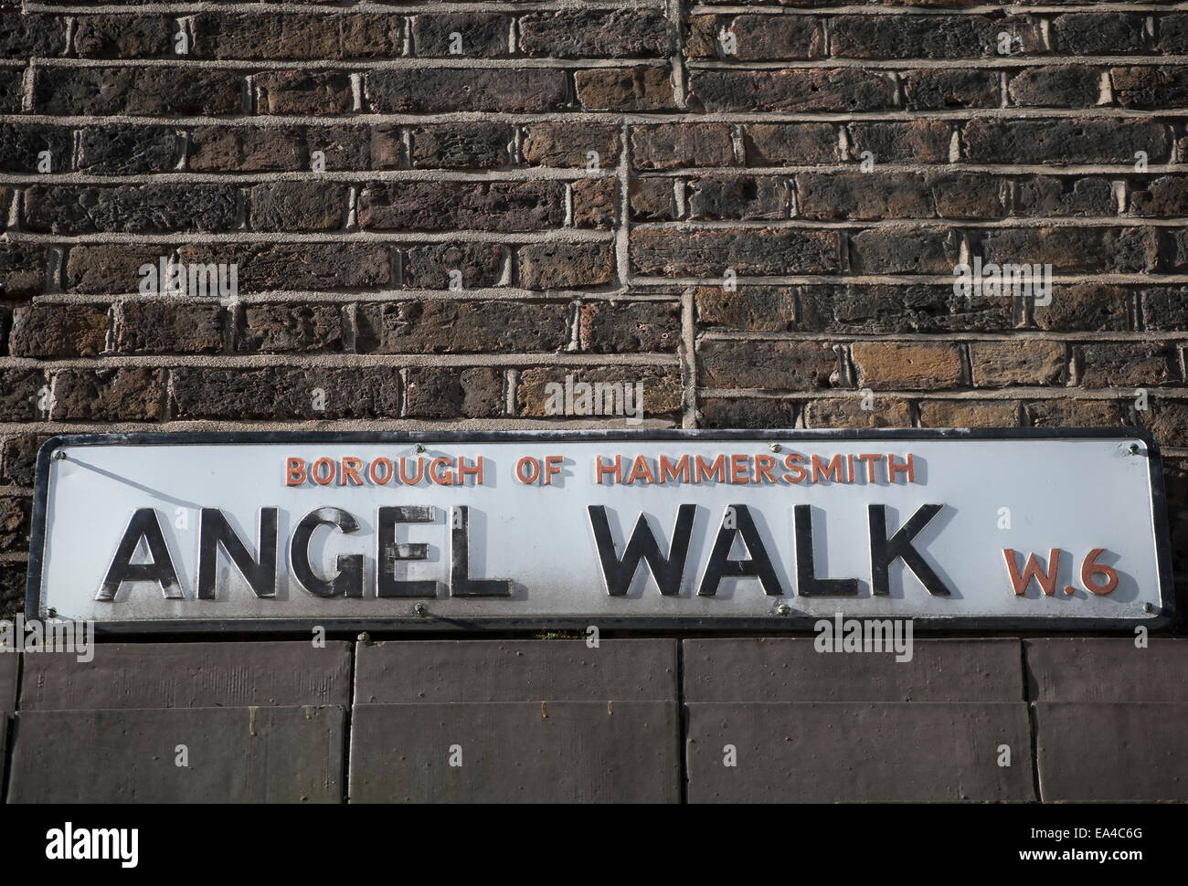 street name sign for angel walk, hammersmith, london, england Stock ...