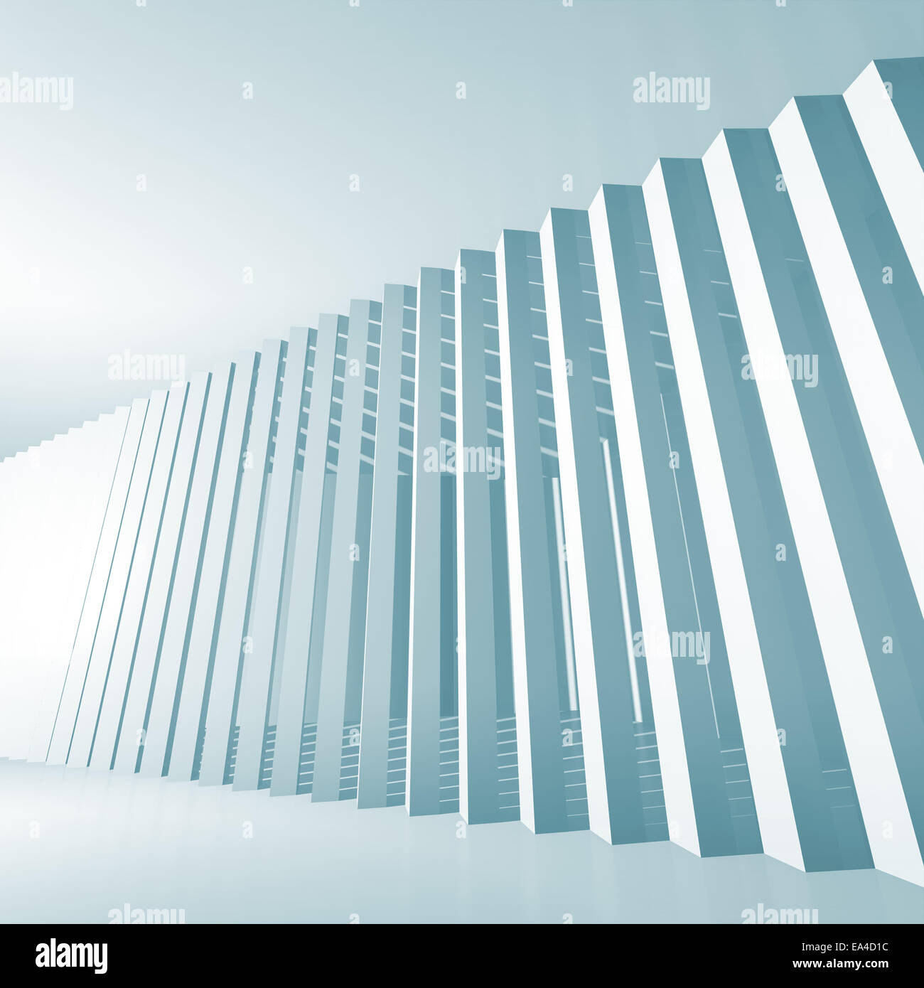 Abstract blue square 3d interior background with columns in a row Stock ...