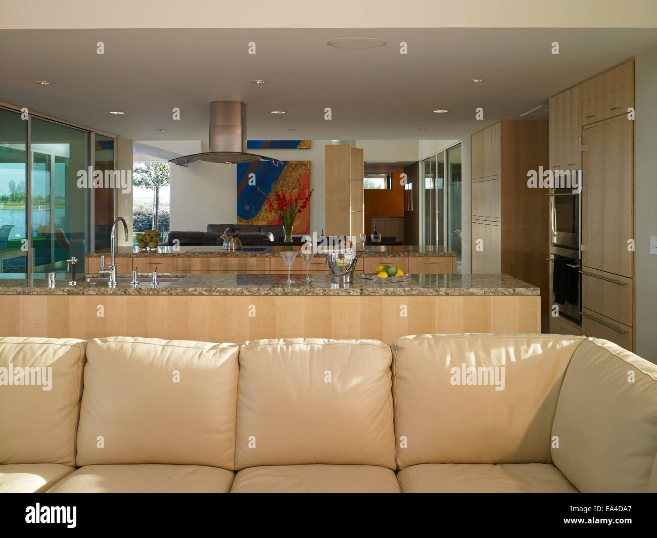 Open plan kitchen and living room of Border House, Arvin, California ...