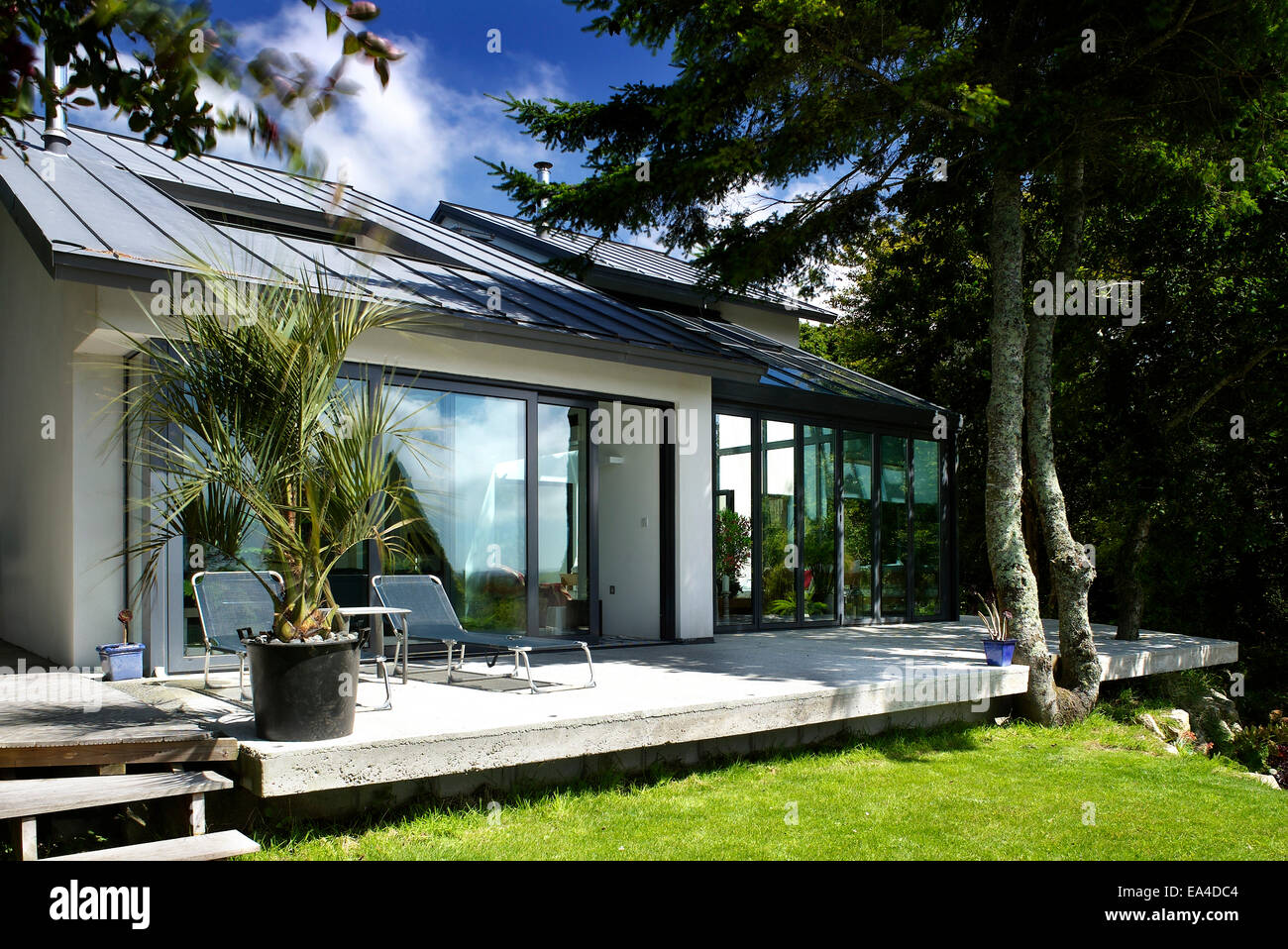 Conservatory terrace of residential house, UK Stock Photo - Alamy