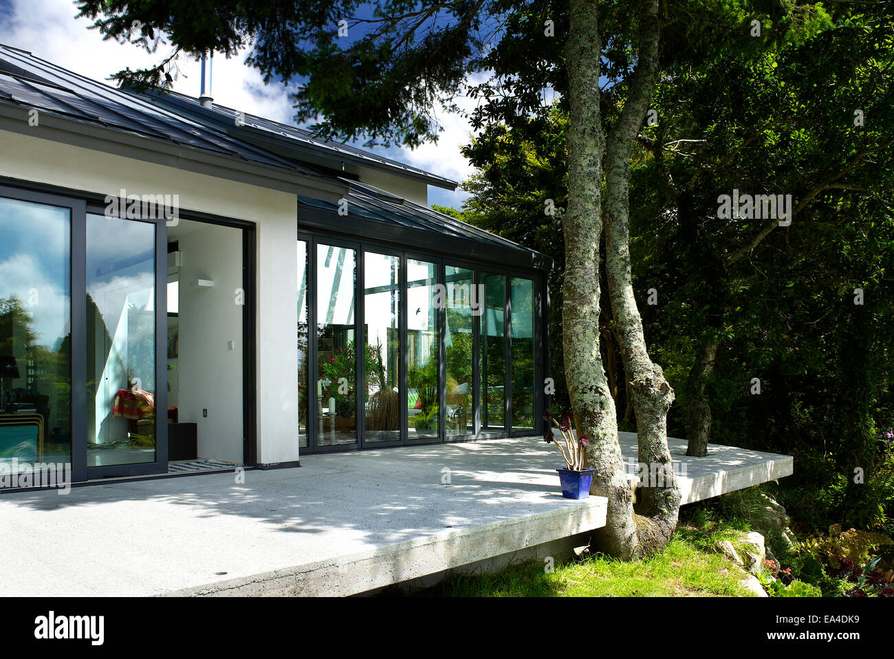 Conservatory terrace of residential house, UK Stock Photo - Alamy