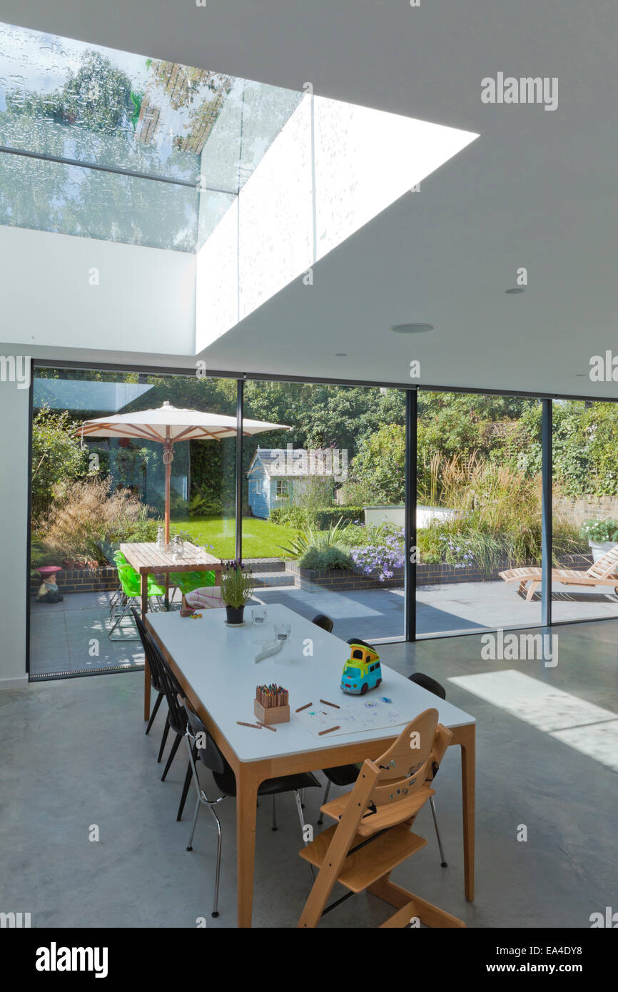 Kitchen extension with skylight and view to garden in modern London ...