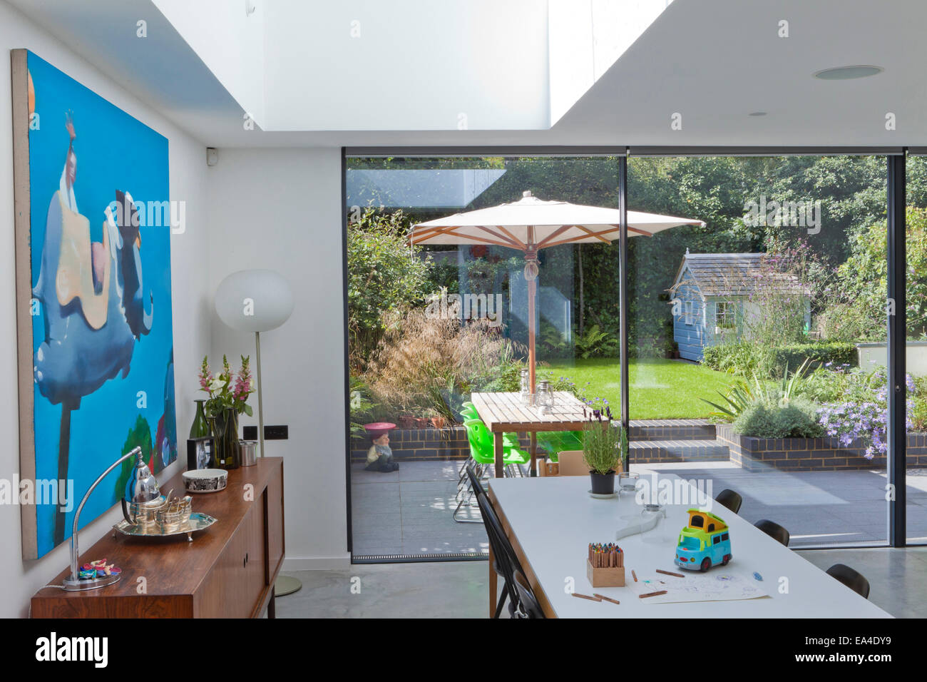Kitchen extension skylight view garden hi-res stock photography and ...
