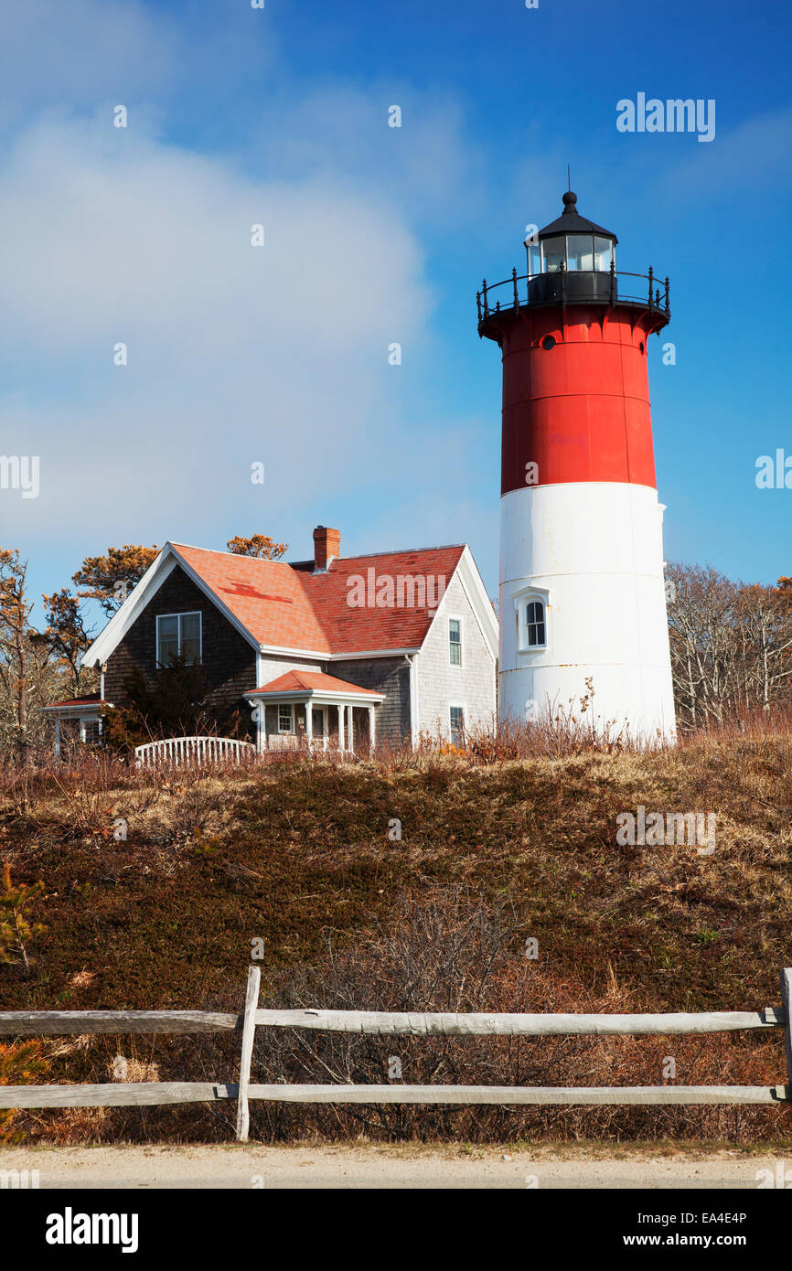 Nauset Lighthouse, Cape Cod; Eastham, Massachusetts, United States of ...