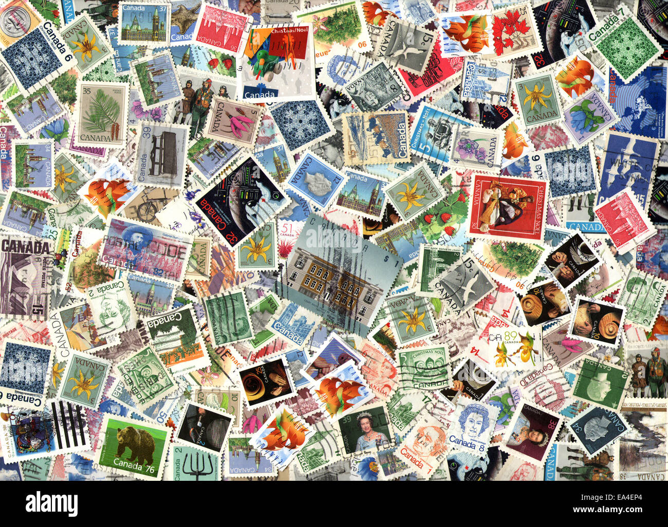 Background of the postage stamps issued in Canada Stock Photo - Alamy