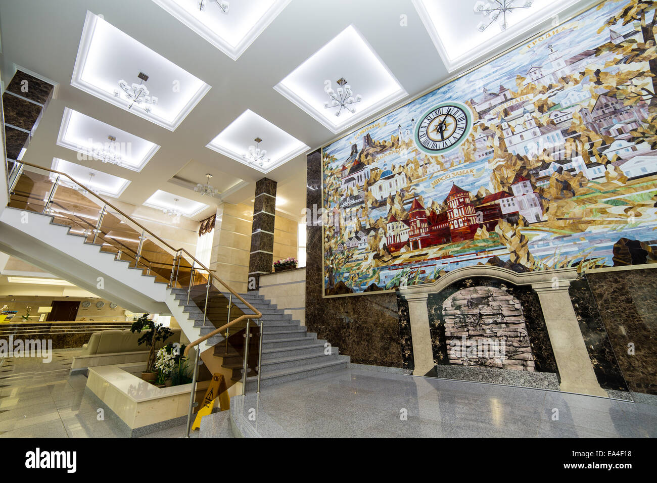 Hotel reception hall interior Stock Photo - Alamy