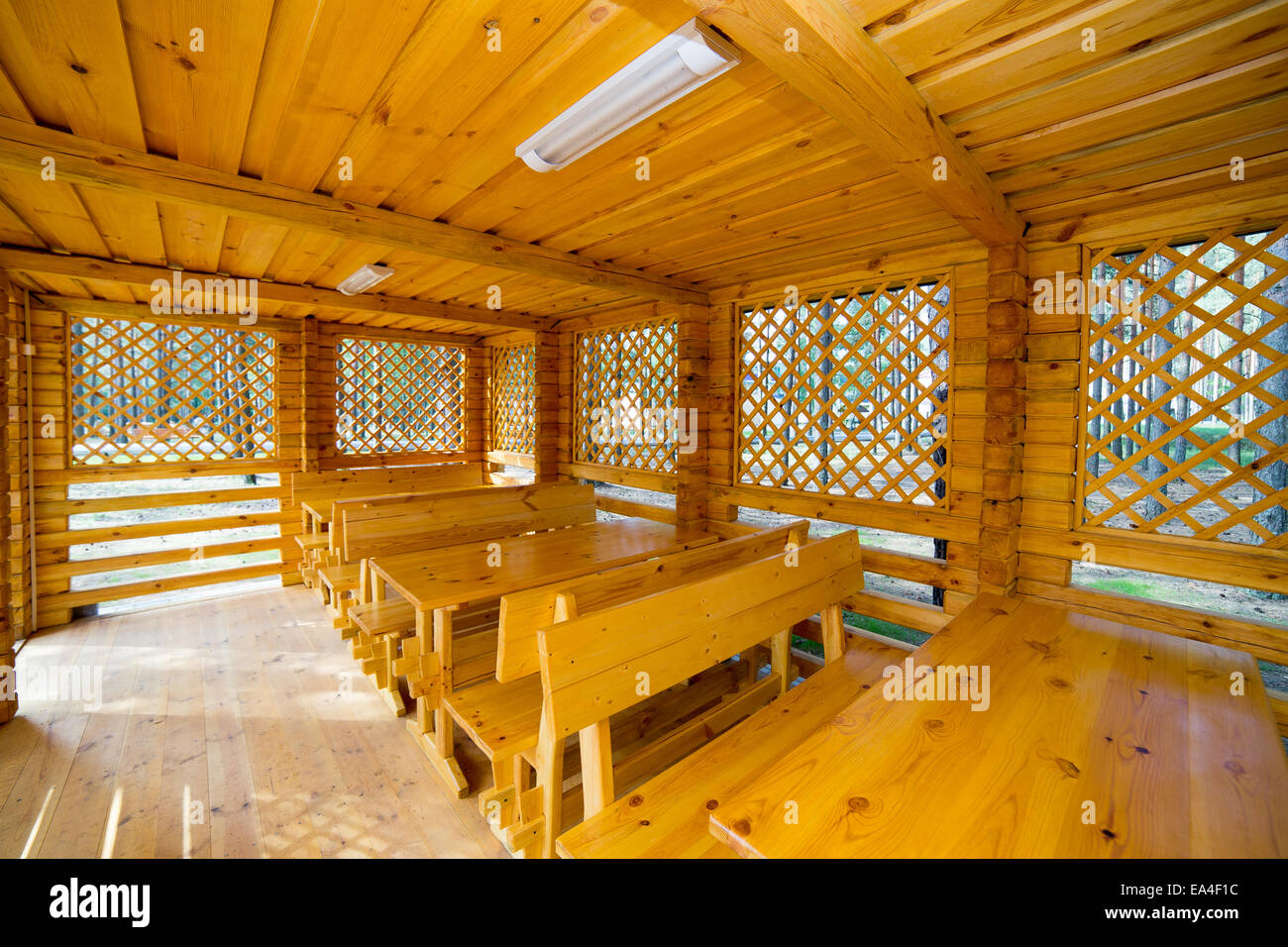 Wooden house interior Stock Photo - Alamy
