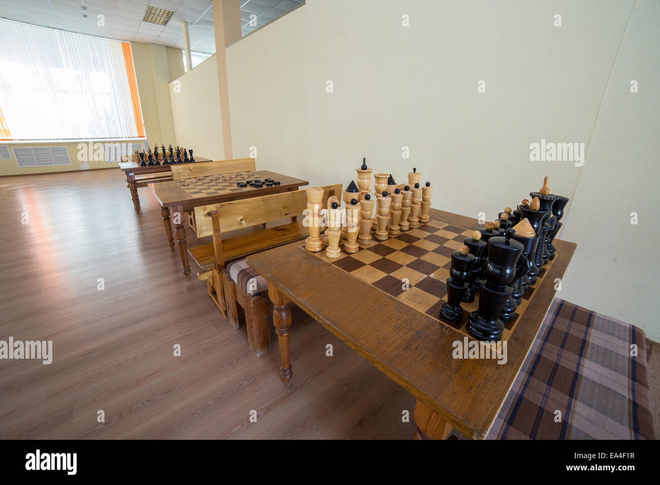Room interior with chess table Stock Photo - Alamy