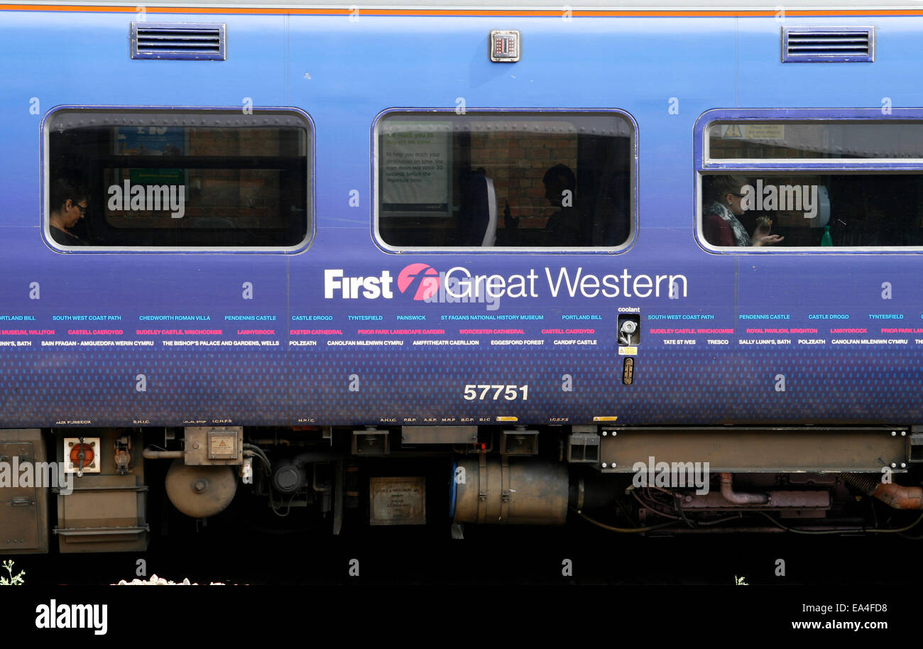 First Great Western rail coaches Worcester Worcestershire England UK c ...