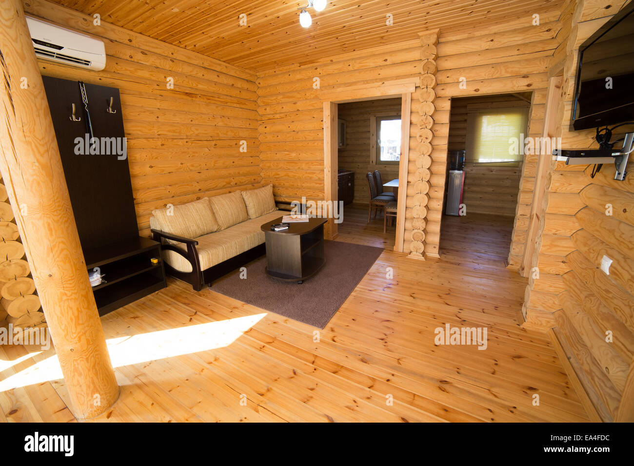 Wooden home and hotel bedroom interior design Stock Photo - Alamy