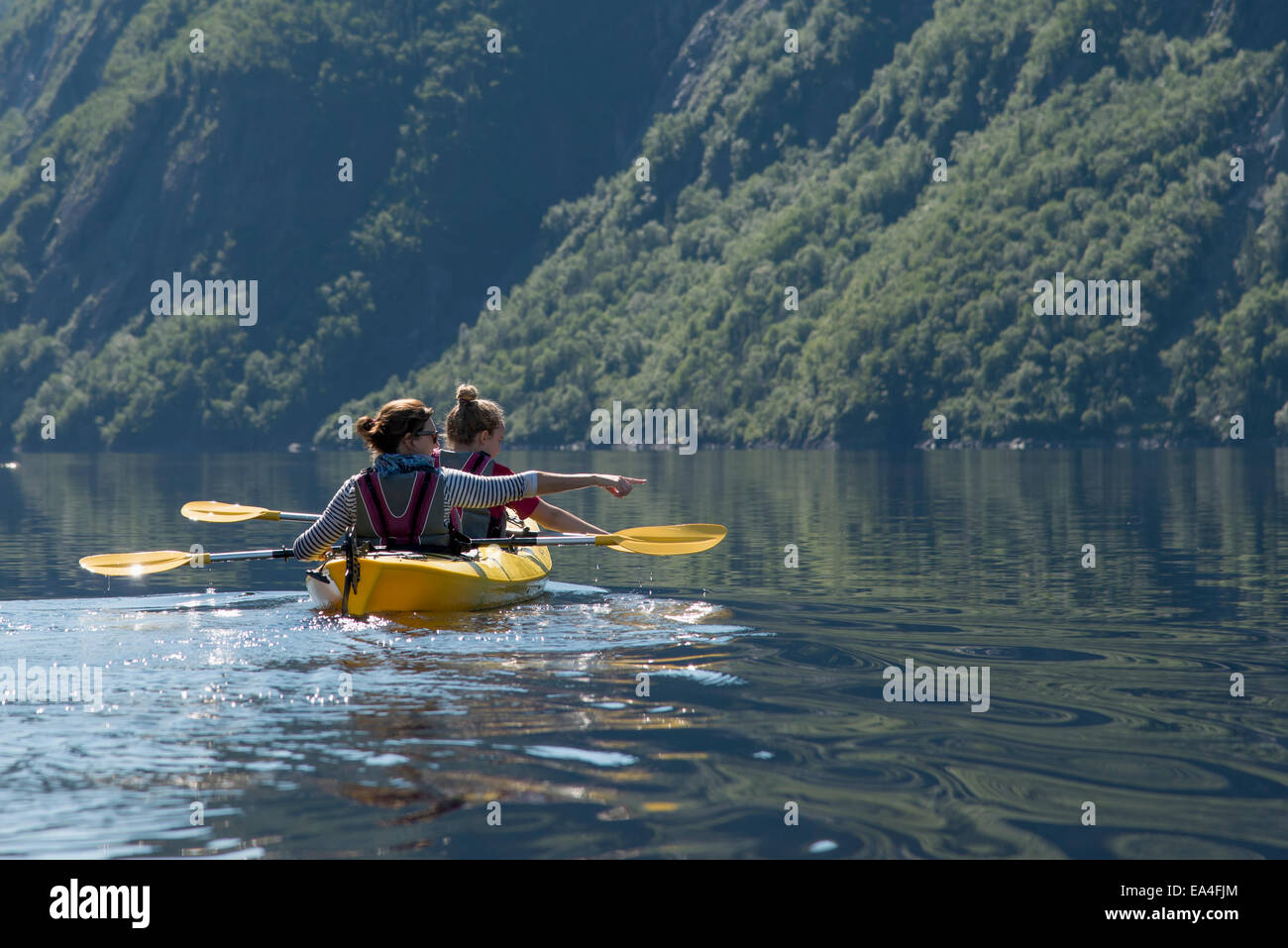 Kayaking in Gros Morne National Park; Trout River, Newfoundland, Canada ...