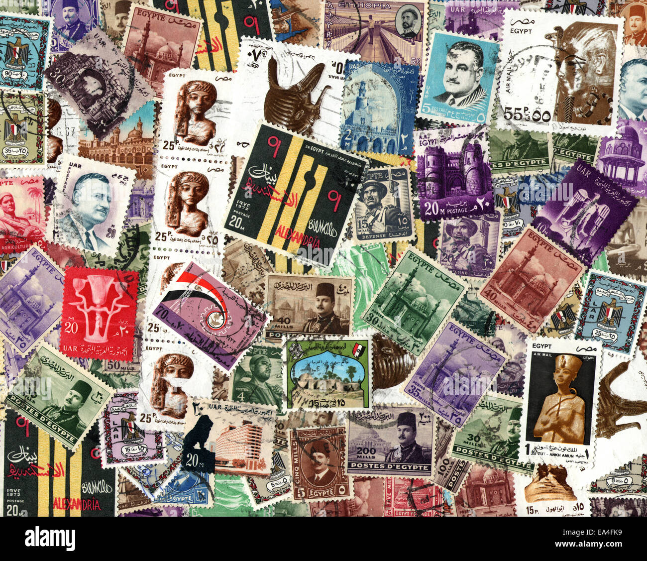 Background of the postage stamps issued in Egypt Stock Photo - Alamy