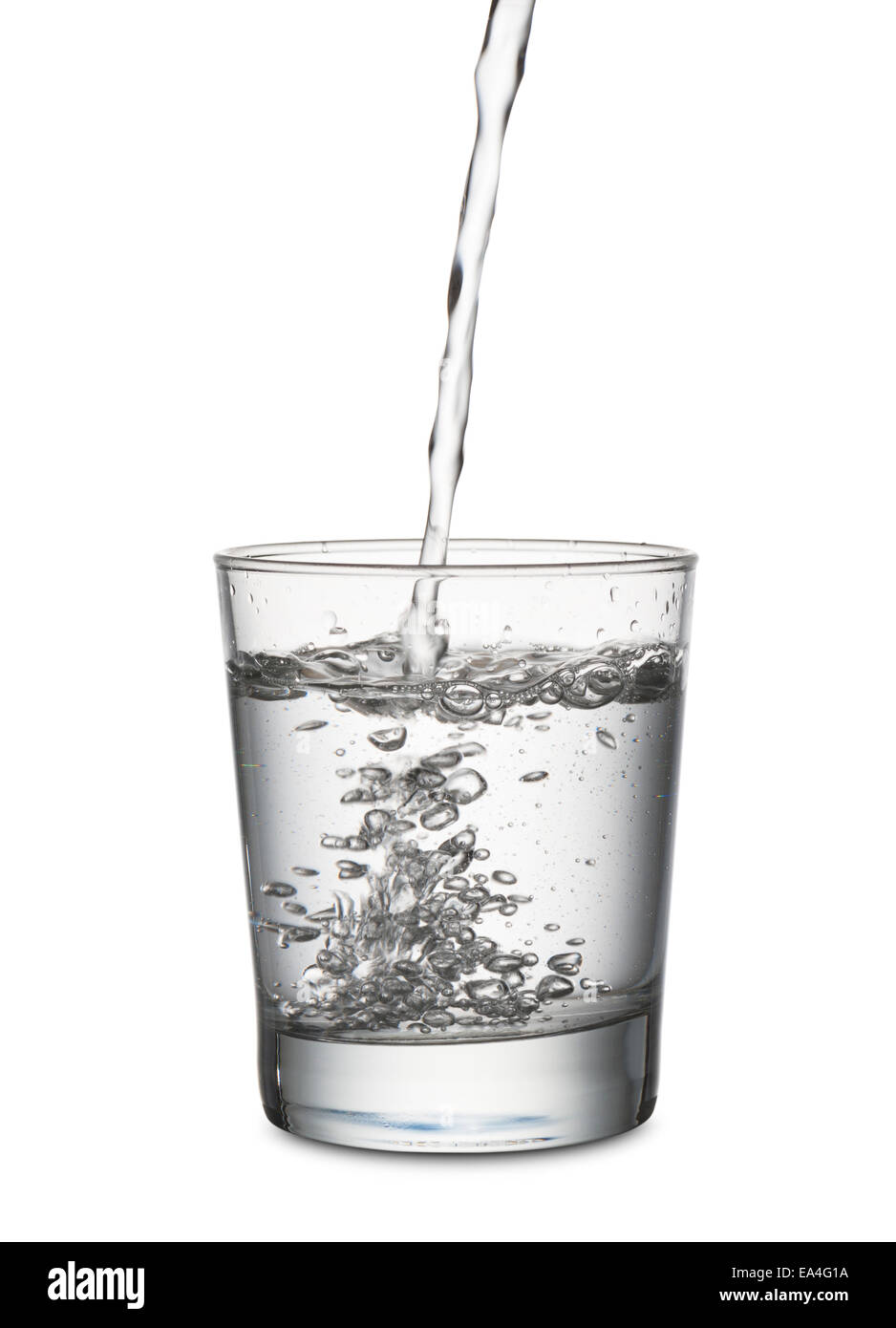 jet of water that fills a glass, on white background Stock Photo - Alamy