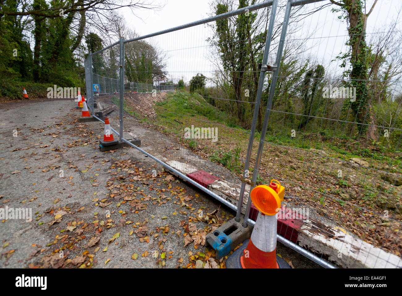 Landslip Land slide St Lawrence to Ventnor Undercliff drive road Isle ...