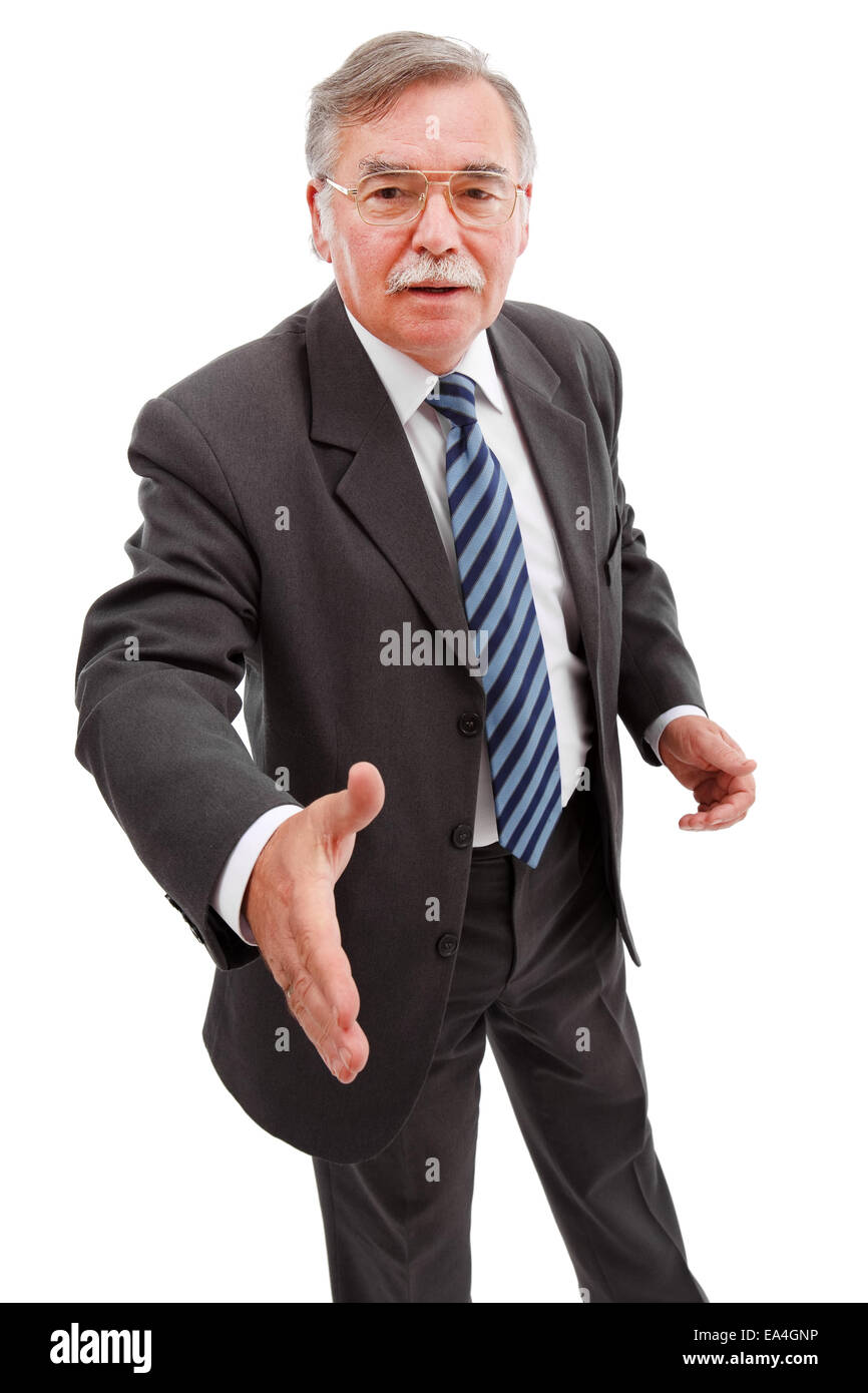 Old business man offering his hand for handshake Stock Photo - Alamy