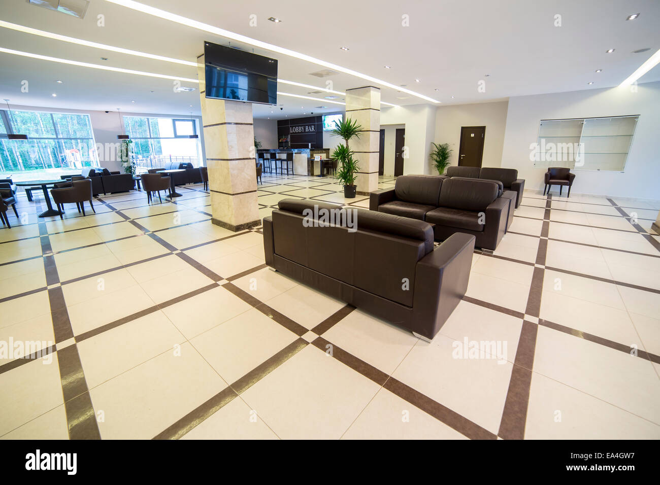 Luxury lobby in hotel, reception hall interior design Stock Photo - Alamy