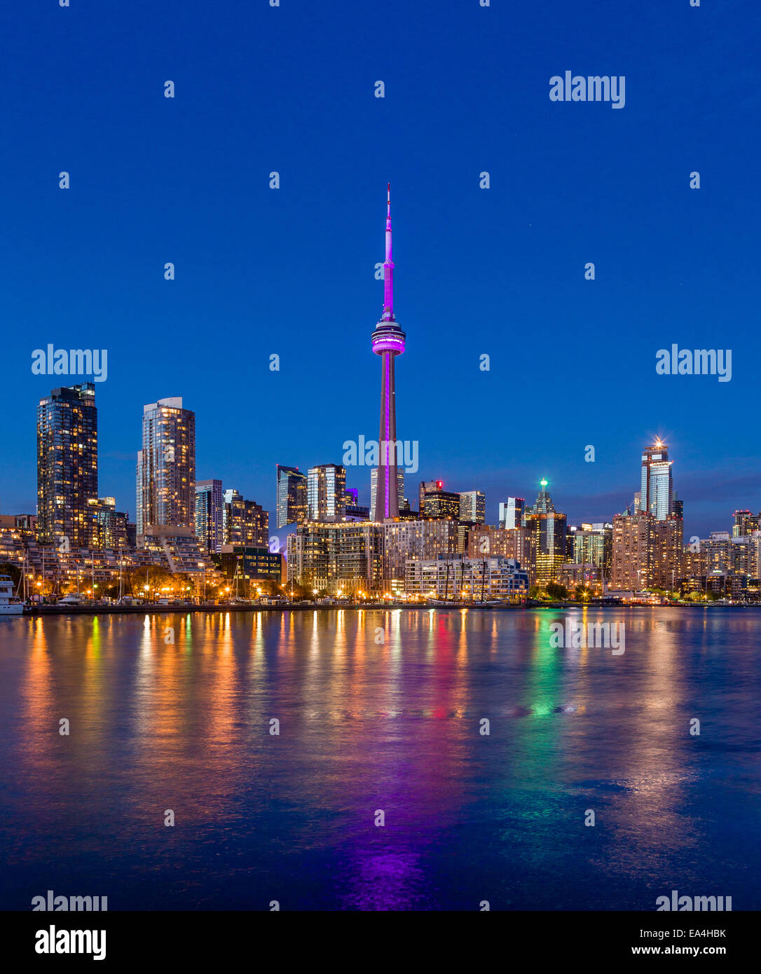 Toronto cityscape from the islands at dusk Stock Photo - Alamy
