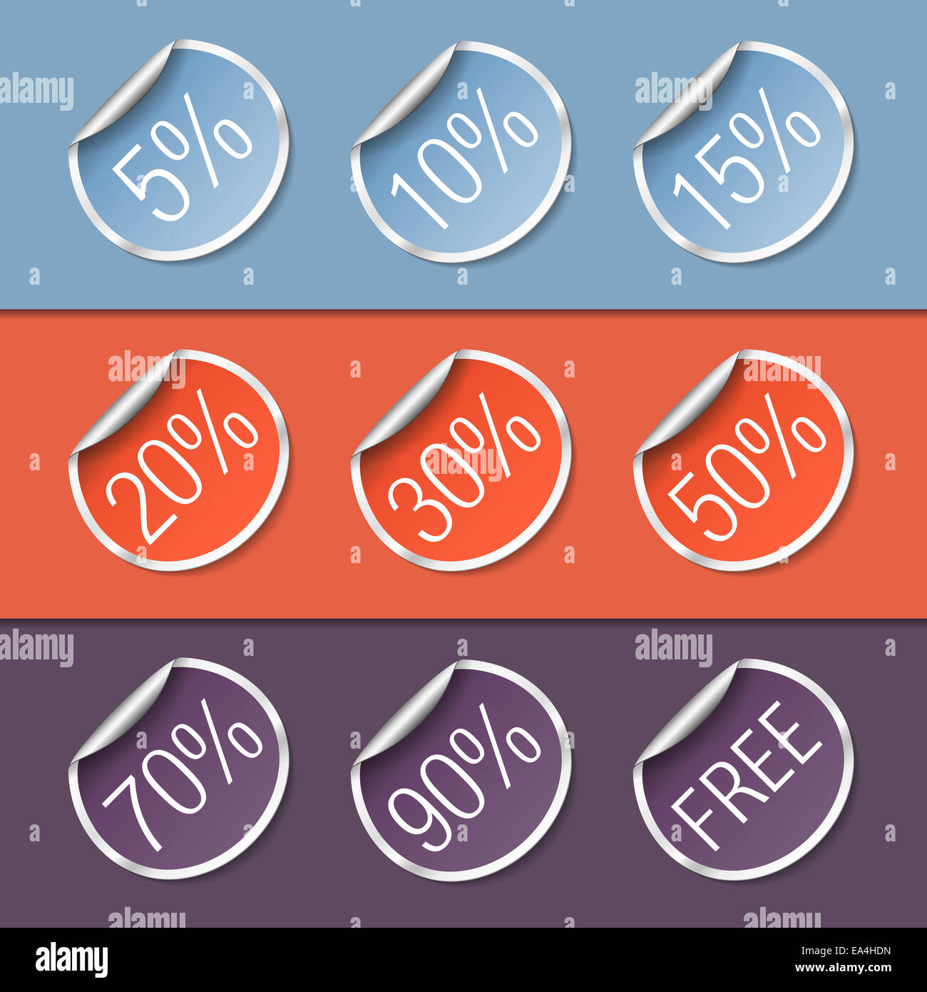 Set of stickers with discounts Stock Photo - Alamy