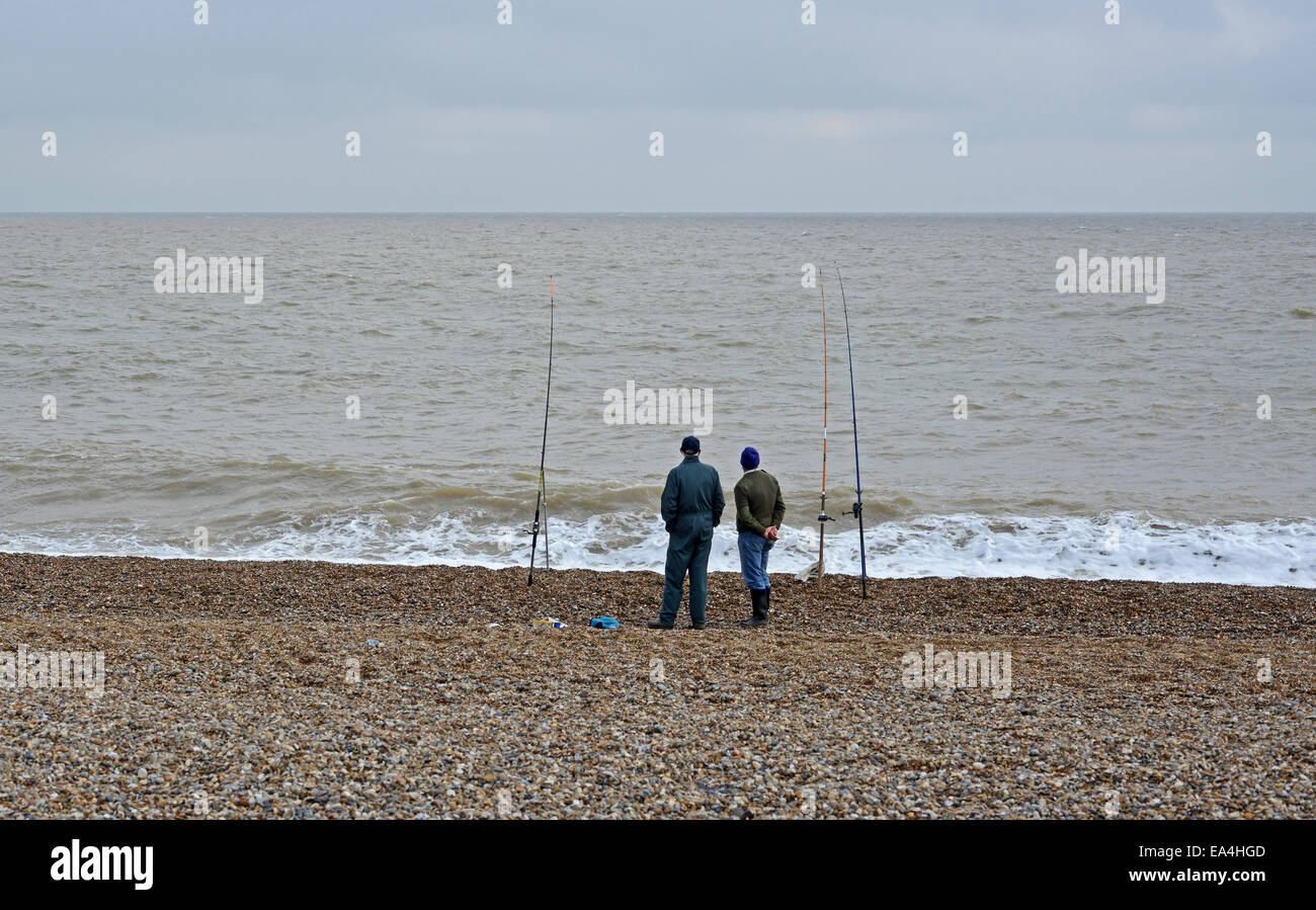 Dunwich Beach - fishermen Stock Photo - Alamy