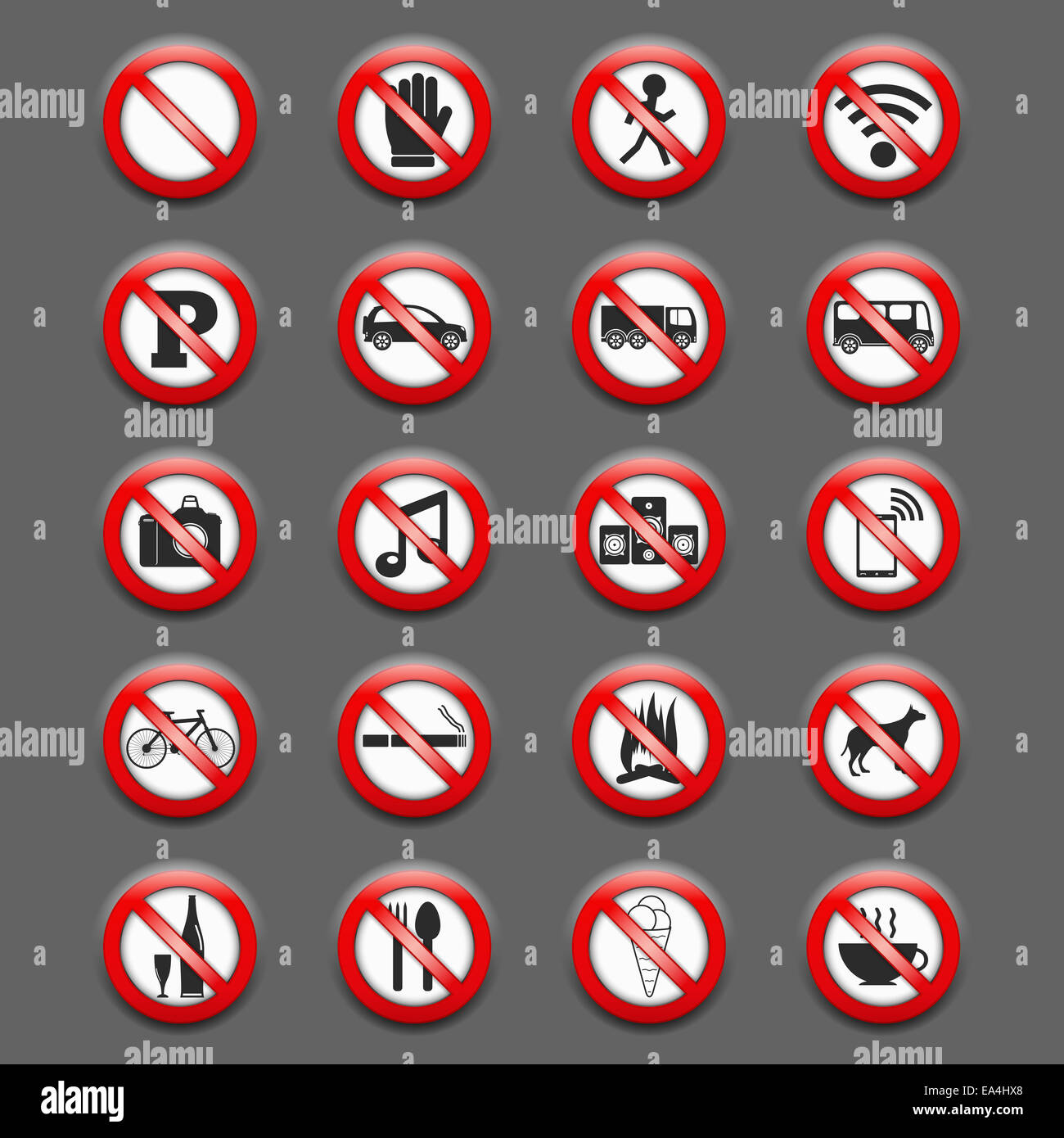 Set of prohibition signs, vector eps10 illustration Stock Photo - Alamy