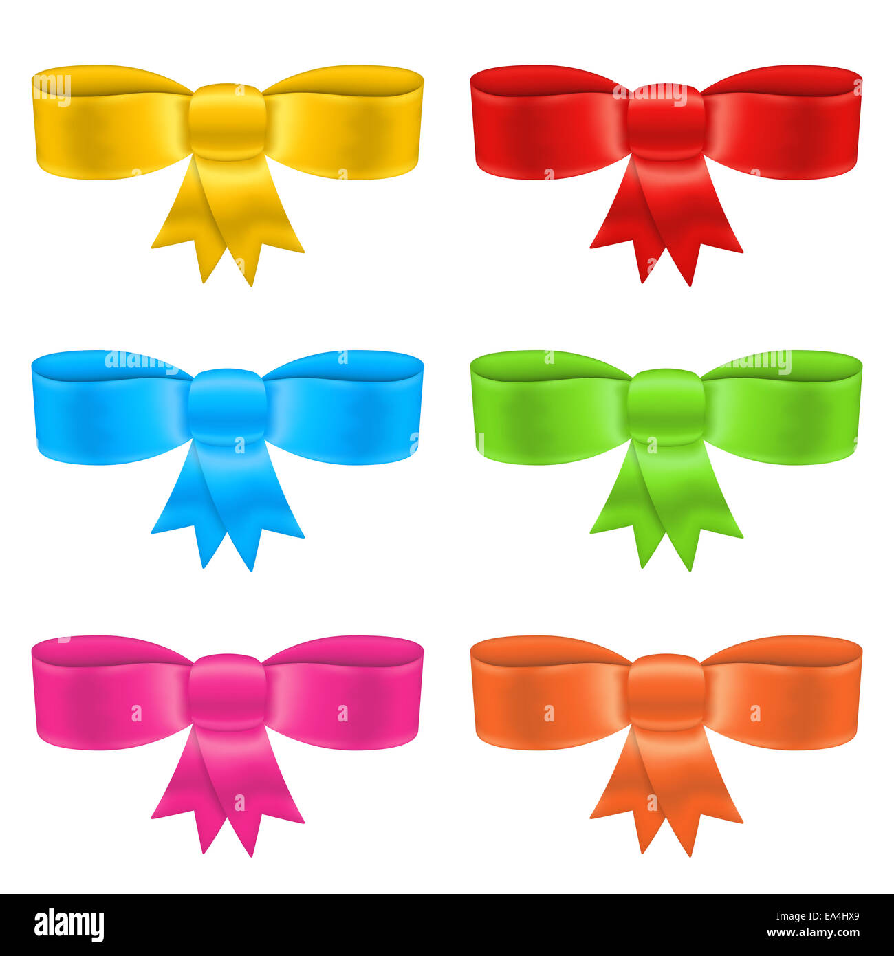 Set of colored bows on white background Stock Photo - Alamy