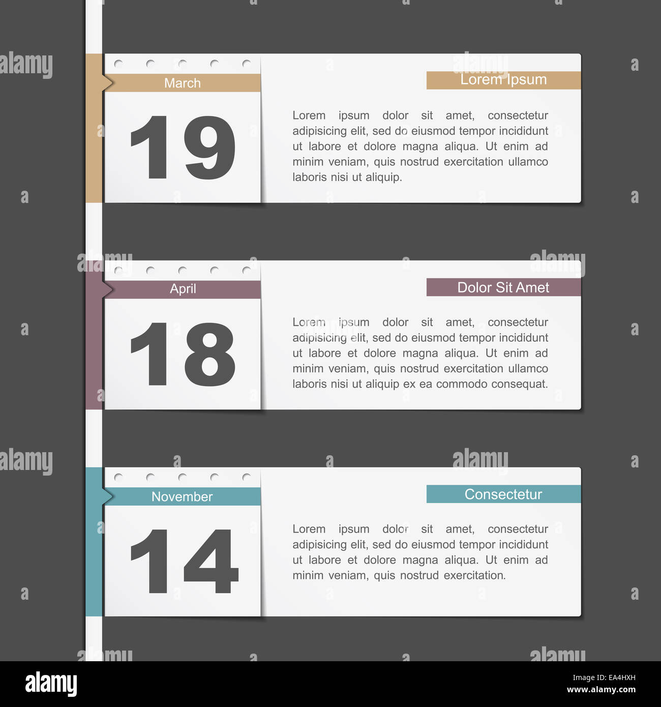 Timeline design with calendar pages Stock Photo - Alamy