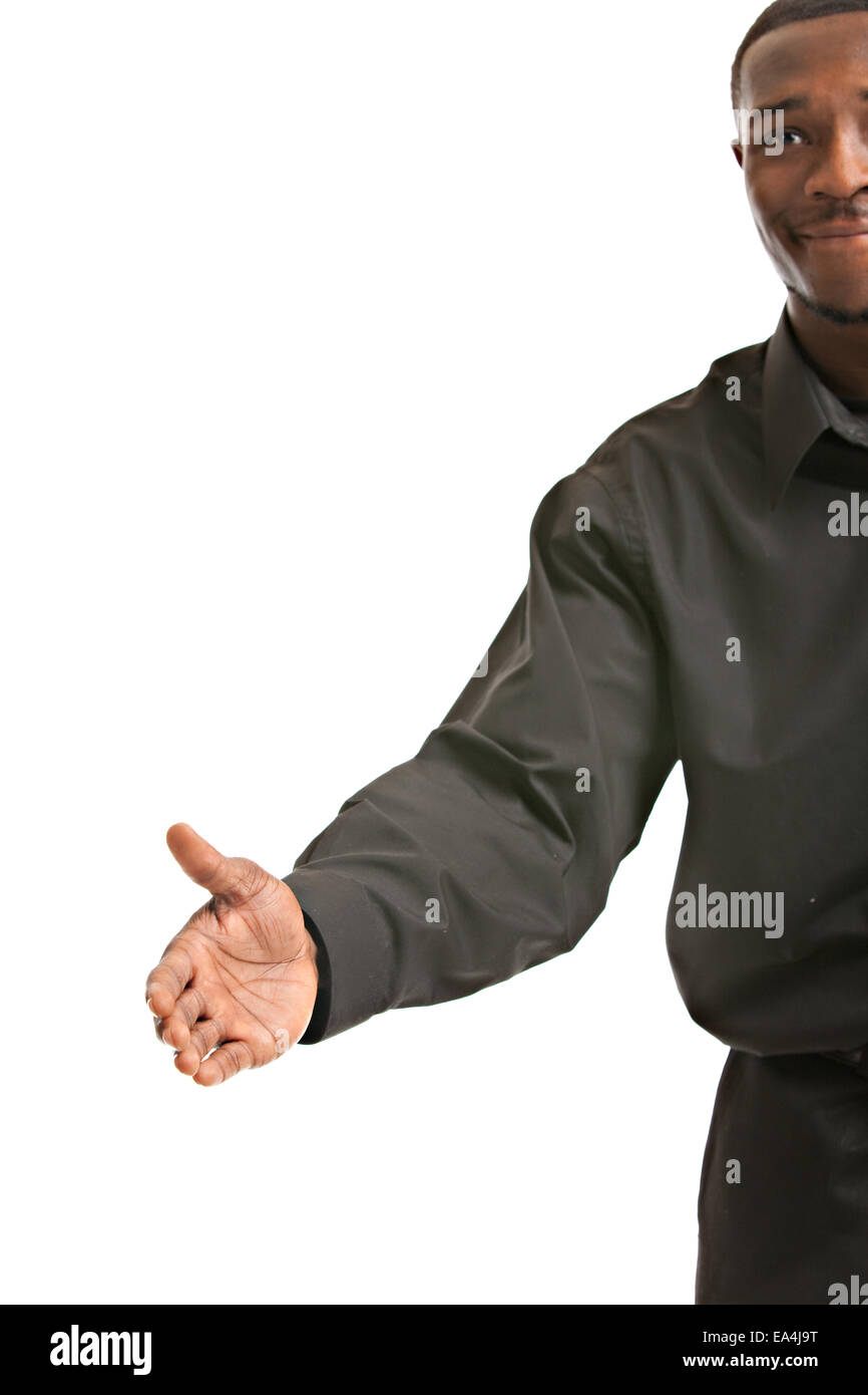 Handshake gesture from Black African American Businessman isolated ...