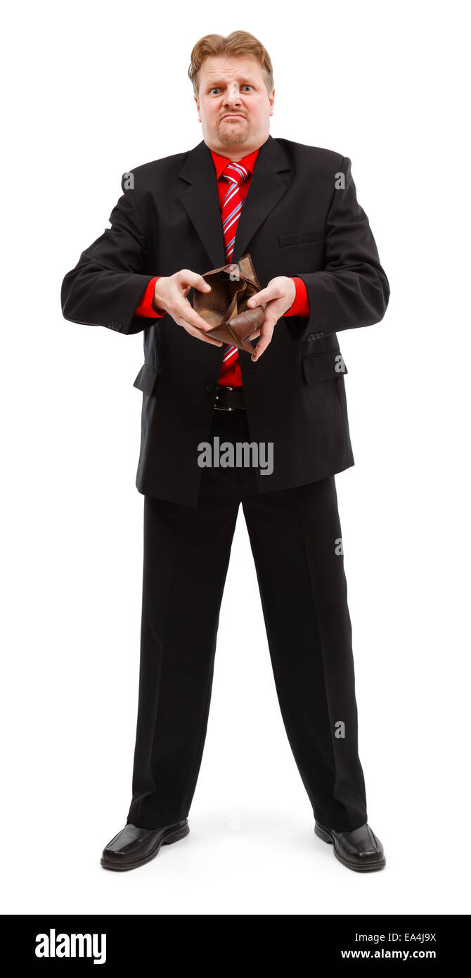 Poor man showing his empty wallet. Financial crisis concept, people ...