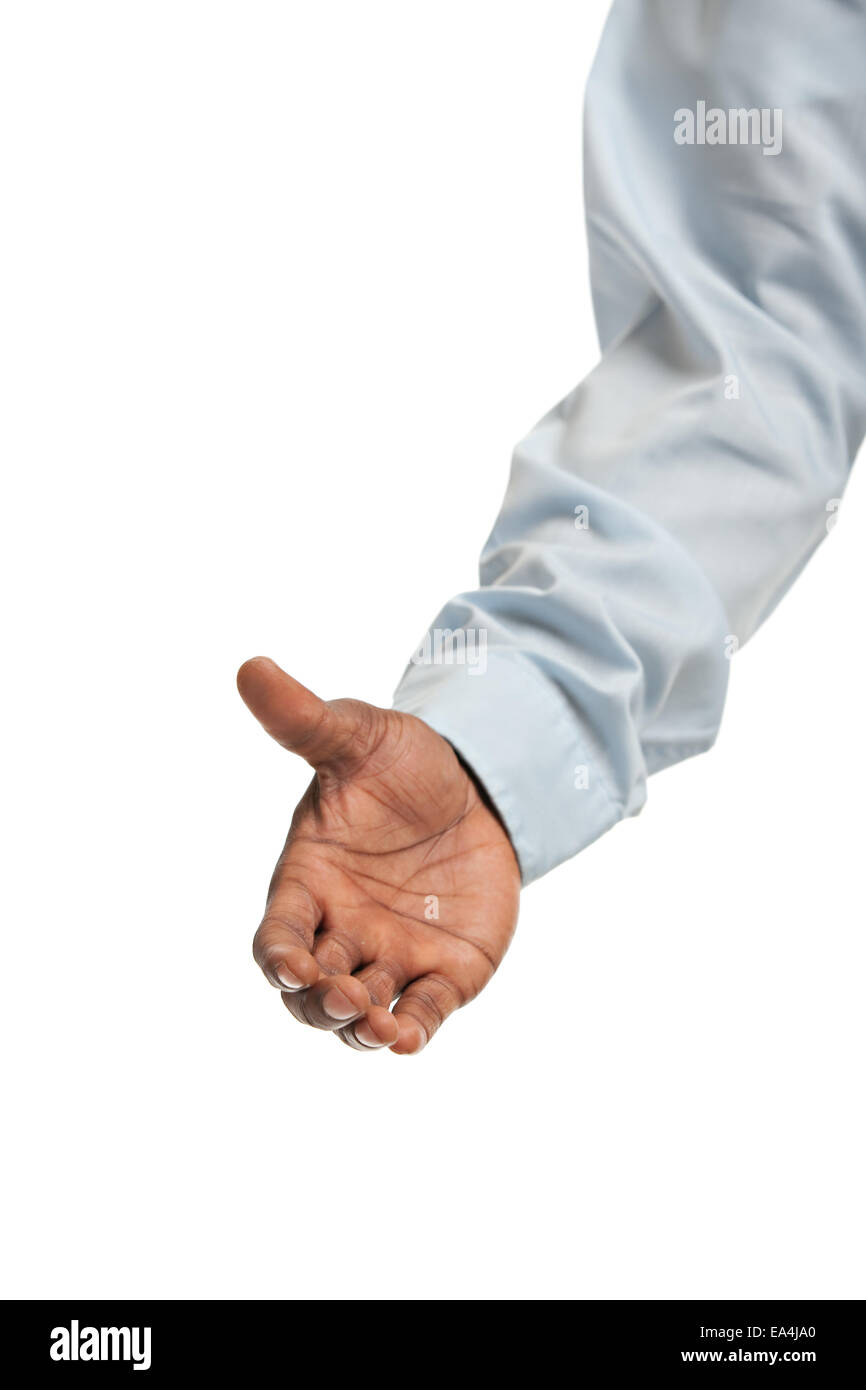 Handshake gesture from Black African American Businessman isolated ...