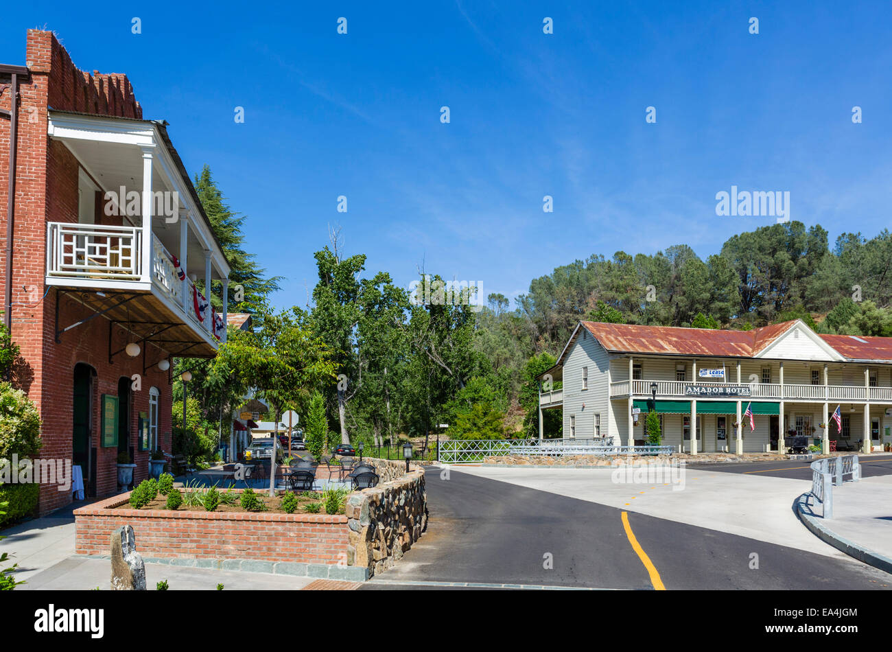 Main Street in the old gold mining town of Amador City, Southern Gold ...