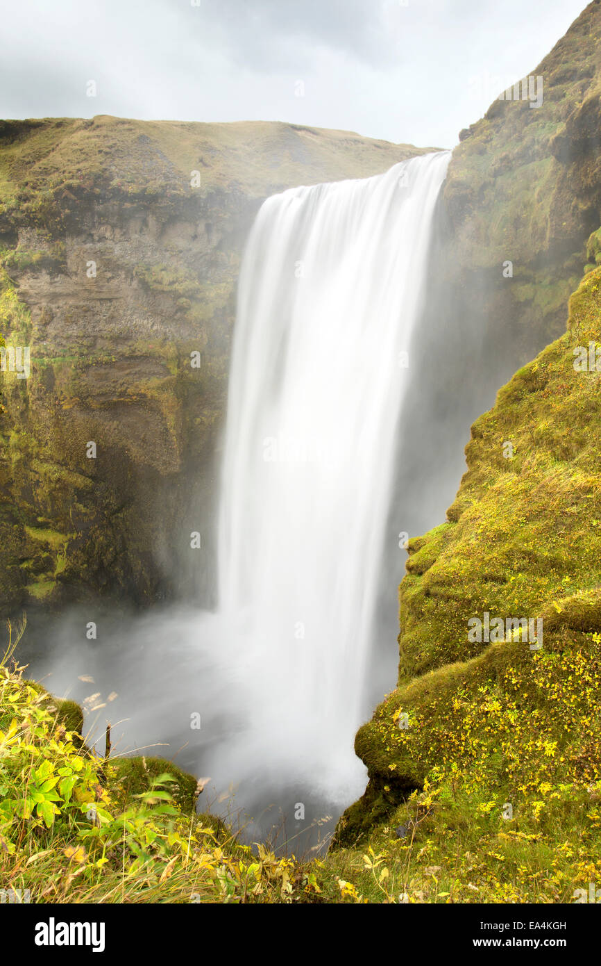 A majestic waterfall and mist; Iceland Stock Photo - Alamy