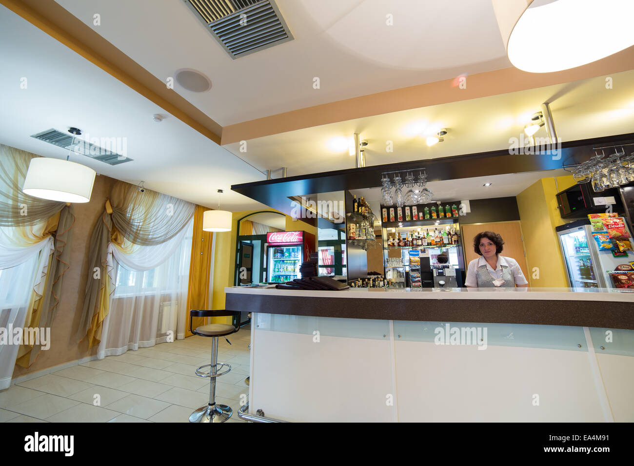 Hotel lounge bar interior design Stock Photo - Alamy
