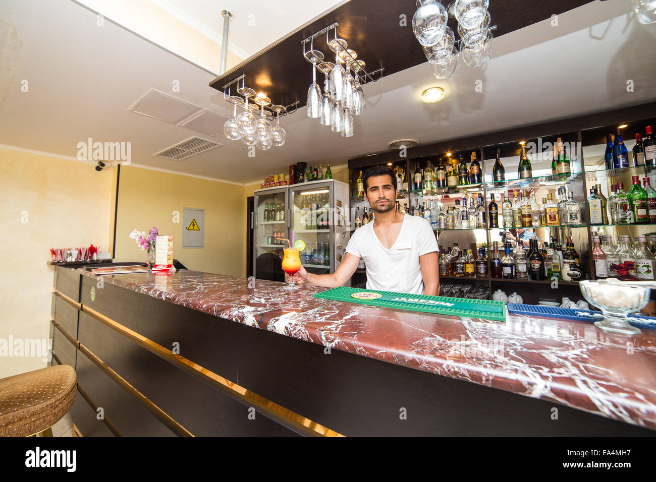 Hotel lounge bar interior design Stock Photo - Alamy