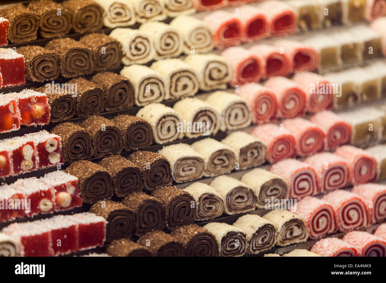 Close up view at the Turkish sweets Stock Photo - Alamy