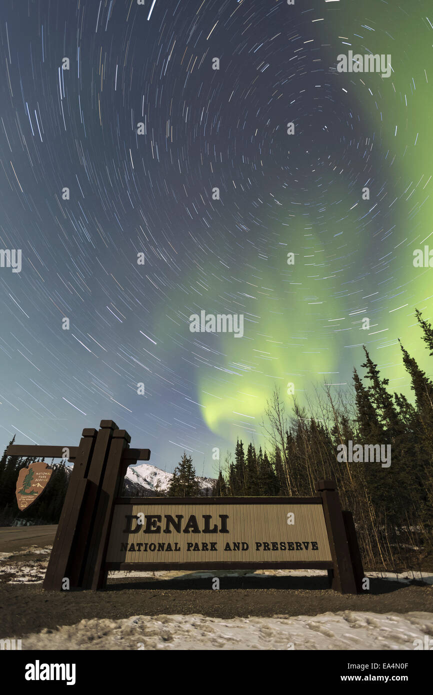 Sign,Alaska,Aurora Borealis,Denali Np Stock Photo - Alamy