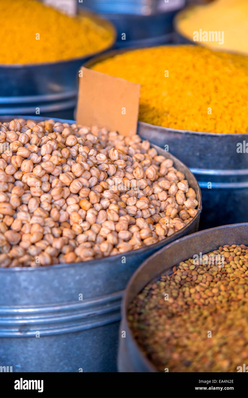 Grains on the market in Marrakech, Morocco Stock Photo - Alamy