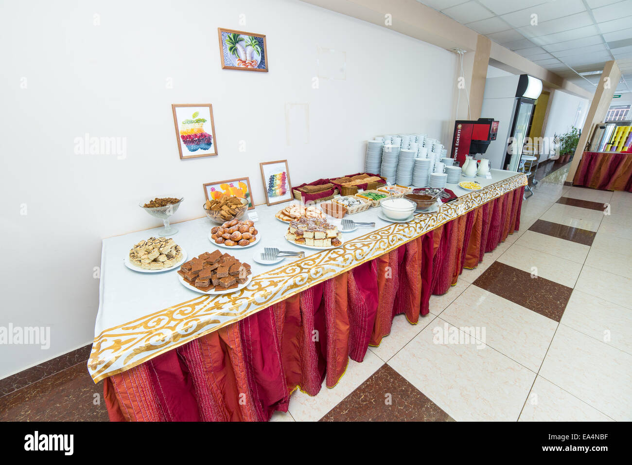 Restaurant buffet with the trays with salads at the counter Stock Photo ...