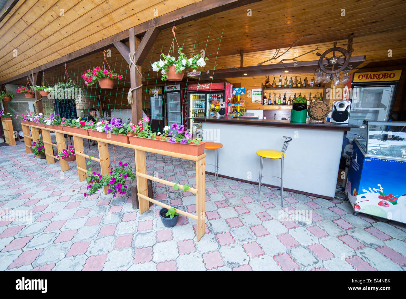 Interior design of street cafe Stock Photo - Alamy