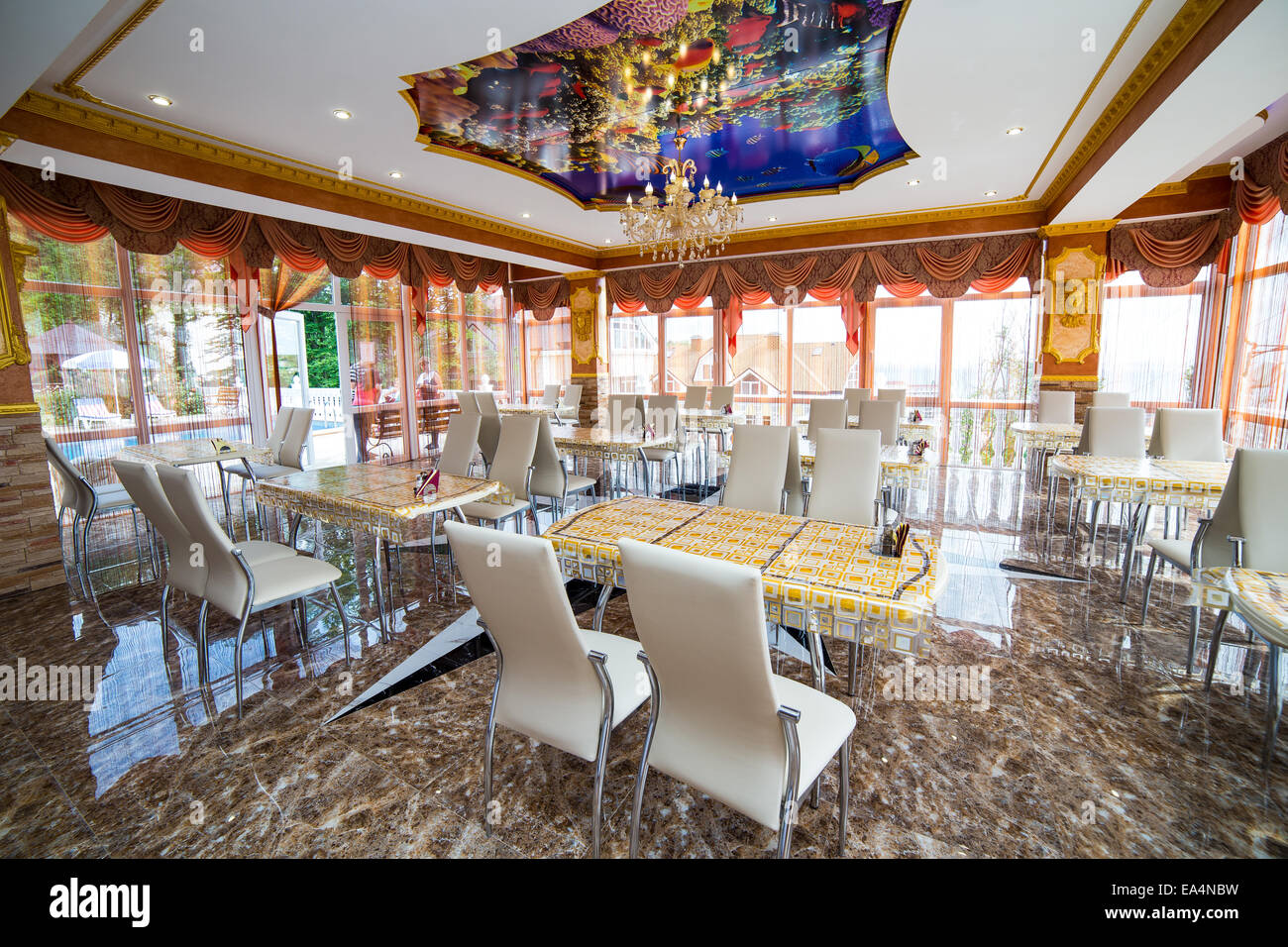 Interior design of modern restaurant Stock Photo - Alamy